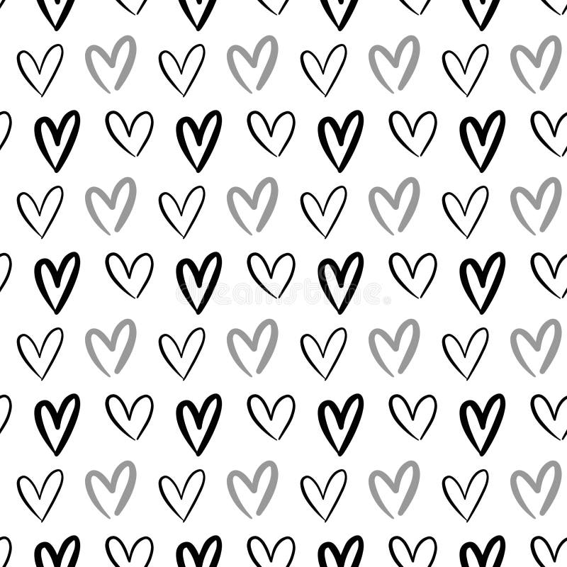 Heart Shape Vector Seamless Pattern Doodle Abstract Background Stock ...