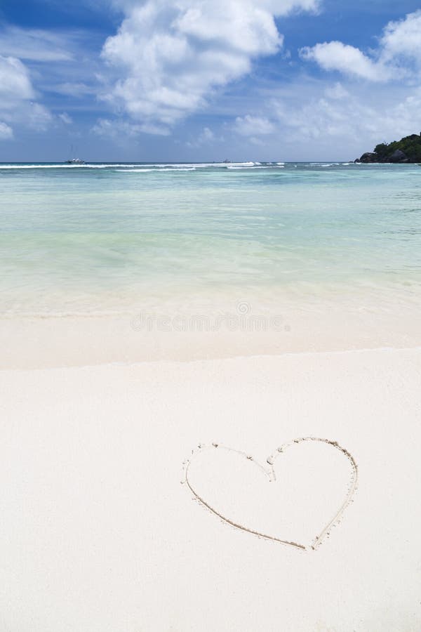 Heart Shape on a White Beach Stock Photo - Image of ocean, destinations ...