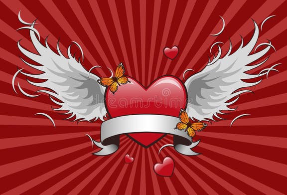 Heart shape with wing stock vector. Illustration of butterfly - 17275035
