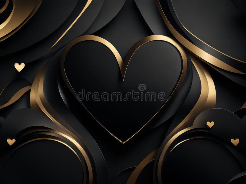 Heart-shaped Abstract Black and Gold Luxury Background. Stock ...