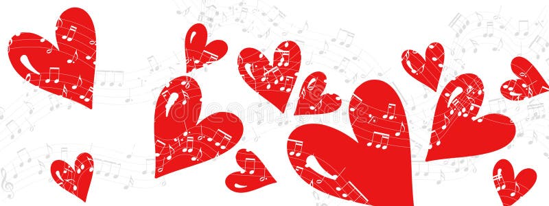 Heart-shaped Abstract Musical Note Theme on a White Background Stock ...