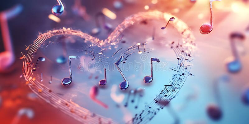 A Heart Shaped Abstract of Musical Notes a Colorful Background Image ...