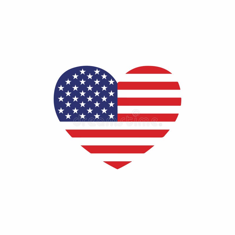 Heart Shaped American Flag. Vector Icon Stock Illustration ...