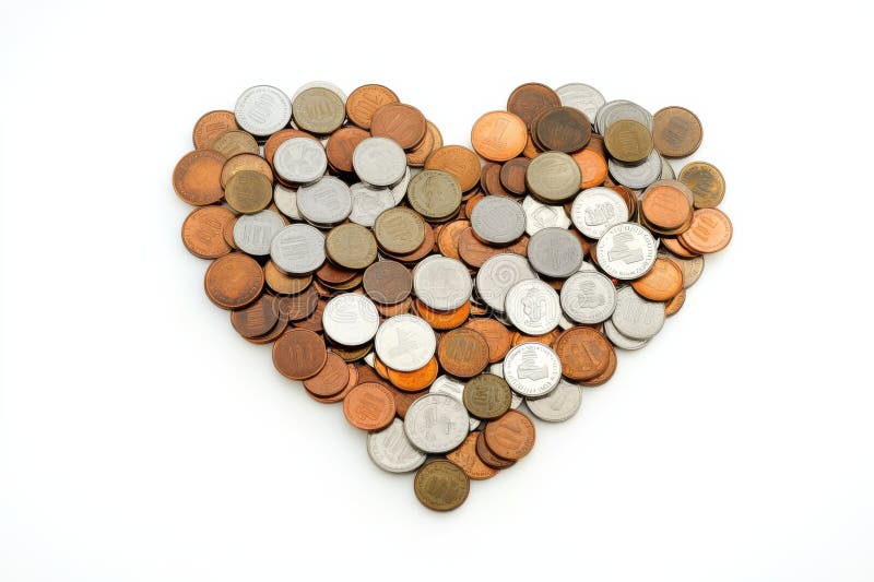 Heart-shaped Arrangement of Assorted Coins Celebrates Love and ...