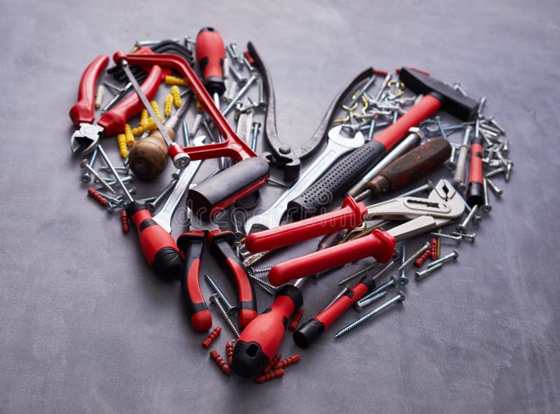 Heart Shaped Arrangement of Assorted Hand Tools Stock Photo - Image of ...