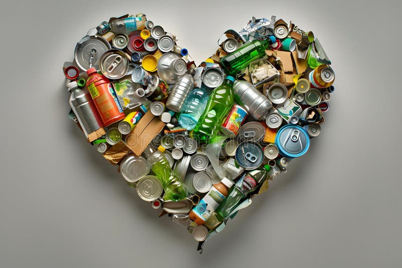 Heart-shaped Arrangement Assorted Recyclable Materials Including ...