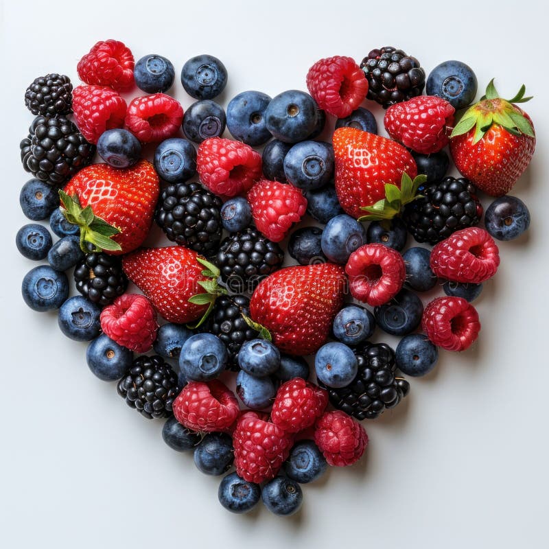 Heart-Shaped Arrangement of Fresh Berries. Generative Ai Stock ...