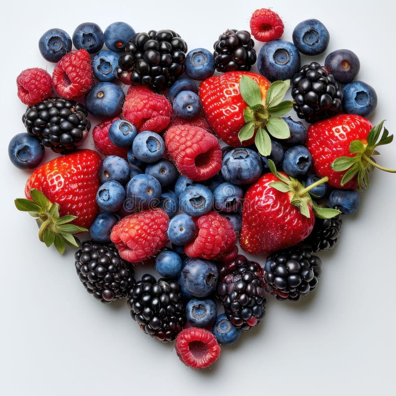 Heart-Shaped Arrangement of Fresh Berries. Generative Ai Stock ...