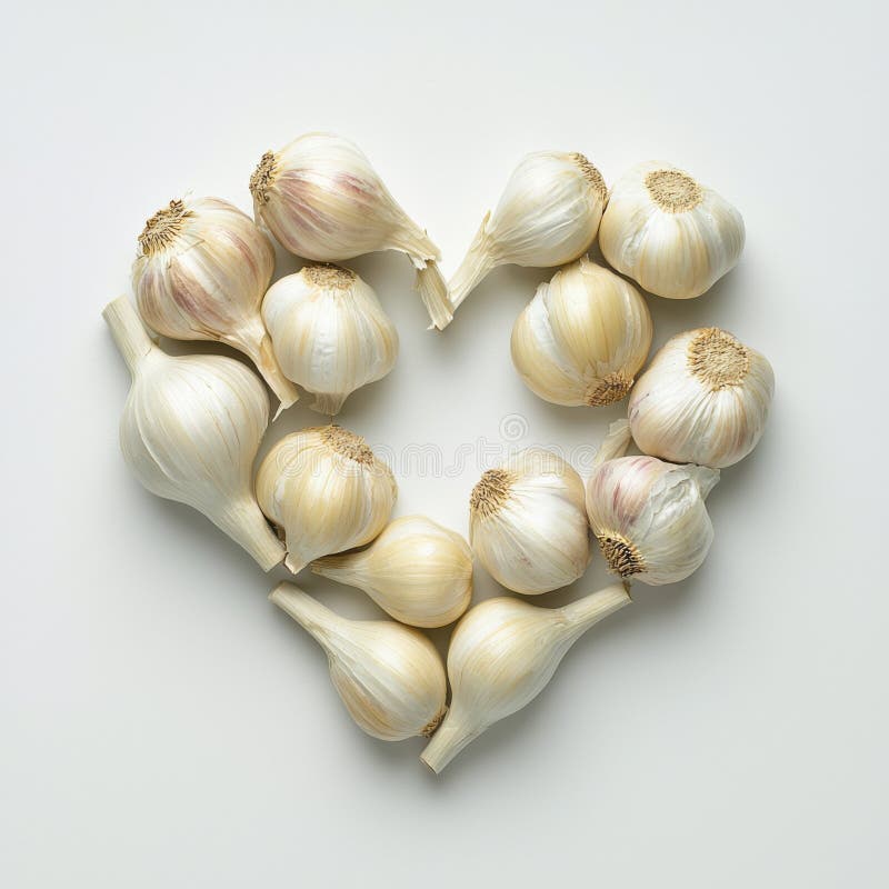 Heart-Shaped Arrangement of Fresh Garlic Cloves for Romantic Display ...