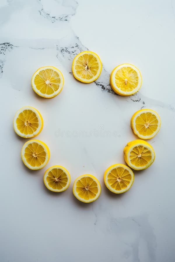 Heart-shaped Arrangement of Lemon Slices on a Marble Surface. Stock ...