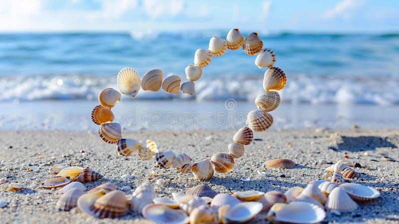 Heart-Shaped Arrangement of Seashells on a Sandy Beach during Daylight ...