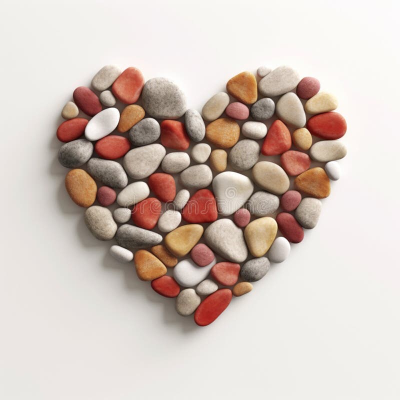 A Heart-shaped Arrangement of Smooth, Assorted Pebbles, Evoking ...