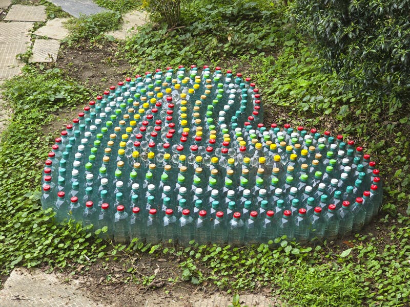Heart-Shaped Art Installation Made with Colorful Plastic Bottles ...