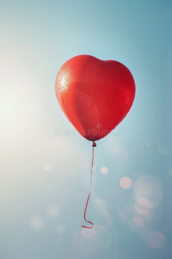 Heart-shaped Balloon Flying High in the Sky Concept Affection Uplift ...