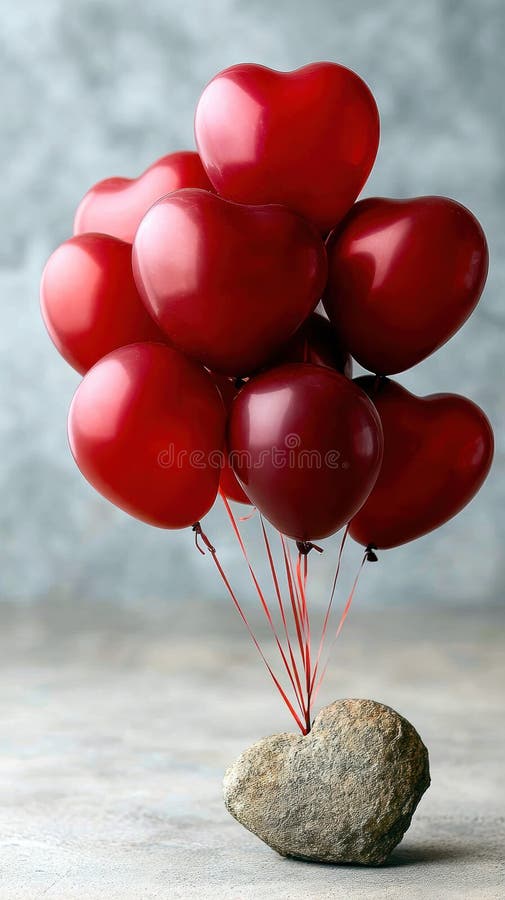 Heart Shaped Balloons Lifting Stone Heart Symbolize Healing and Hope ...