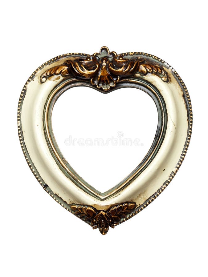 Old Gold Heart Picture Frame Stock Image - Image of large, photograph ...
