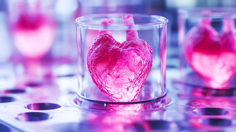 Heart-shaped Bioengineered Tissue Sits in Clear Glass Container ...