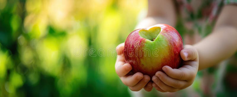 The Heart-Shaped Bite in a Bright, Fresh Apple Held by a Child.AI ...