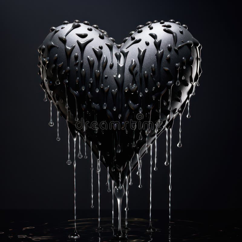 A Heart Shaped Black Object with Water Dripping Stock Illustration ...