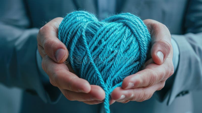 The Heart-shaped Blue Yarn.AI Generated Image Stock Photo - Image of ...
