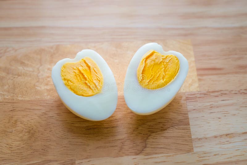 Heart Shaped Boiled Eggs on Wood Table Stock Photo - Image of wooden ...