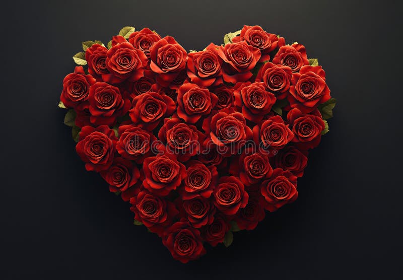 Heart Shaped Bouquet of Red Roses Dark Background High Quality Image ...