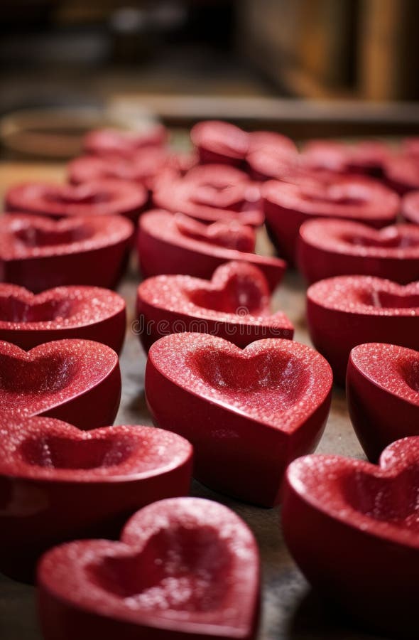 Heart Shaped Bowls of Red Icing Stock Photo - Image of celebration ...