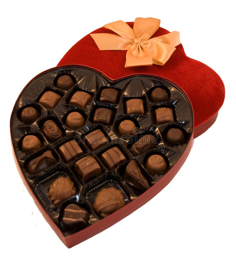 Heart Shaped Box of Chocolate Stock Image - Image of sweatheart, heart ...