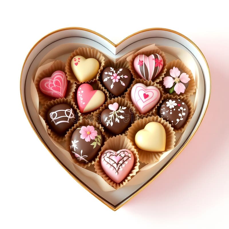 Heart Shaped Box of Decorative Chocolates Stock Illustration ...