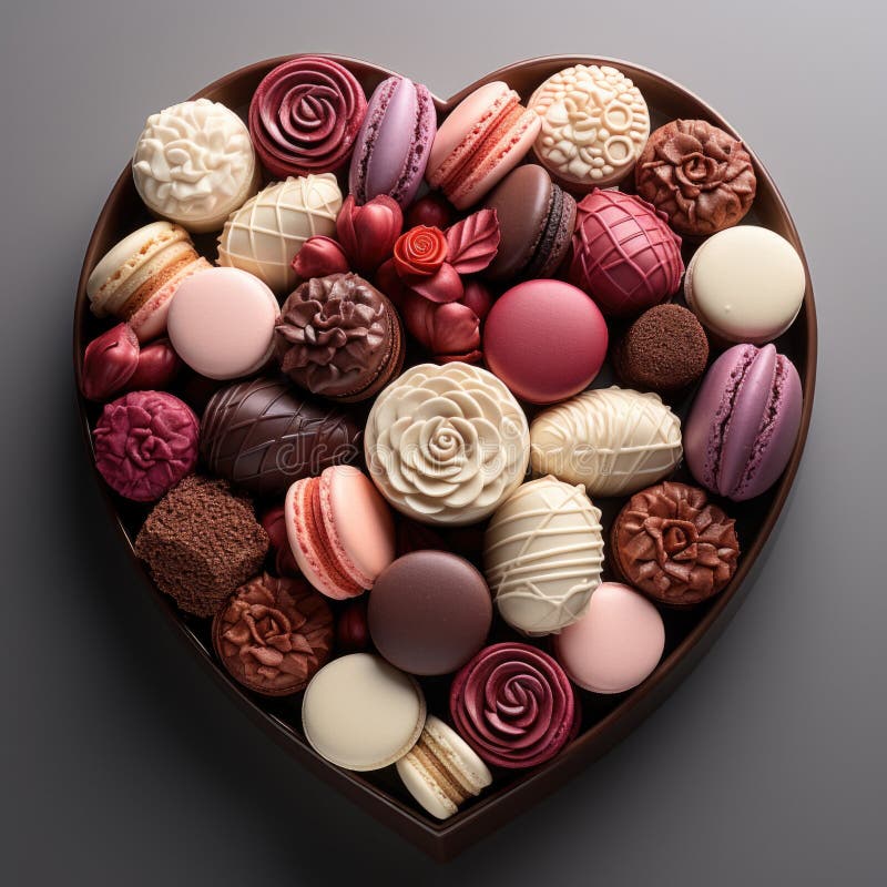 A Heart Shaped Box Filled with Assorted Chocolates Stock Illustration ...
