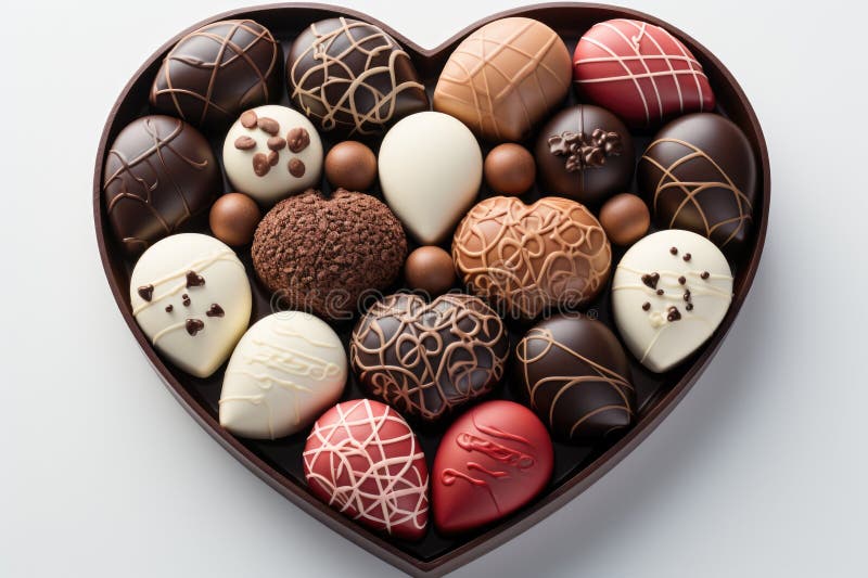 A Heart Shaped Box Filled with Assorted Chocolates Stock Illustration ...