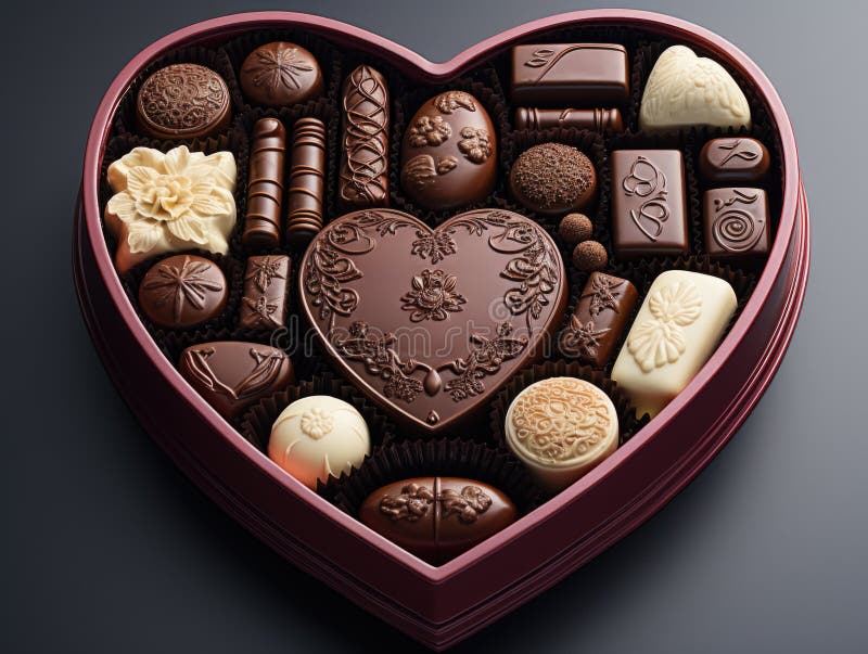 A Heart Shaped Box Filled with Assorted Chocolates Stock Illustration ...