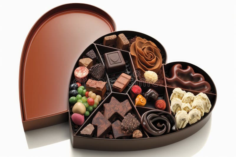 Heart-shaped Box Filled with Different Varieties of Chocolates or ...