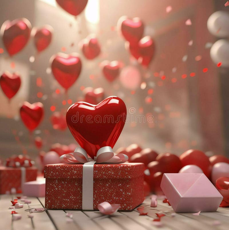 Heart Shaped Box with a Gift Gift Box with Heart Heart Shaped Box Stock ...