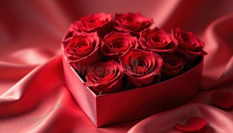 Heart Shaped Box, Red Roses, Elegant Silk Robe , Anniversary, Silk ...