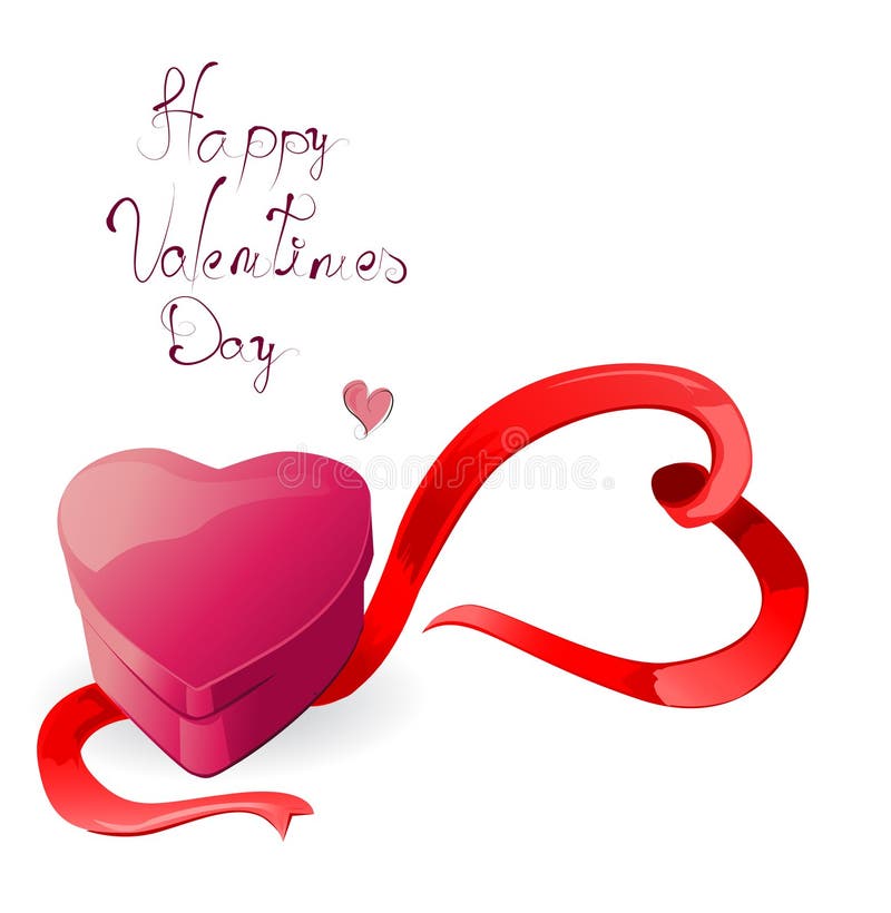 Heart-shaped Box with Ribbon Stock Vector - Illustration of decoration ...