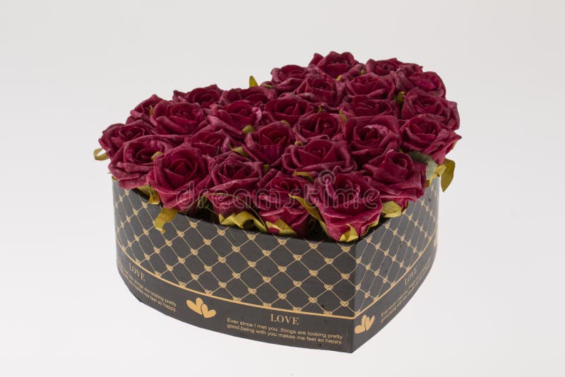 Heart Shaped Box with Roses Stock Image - Image of valentine, natural ...