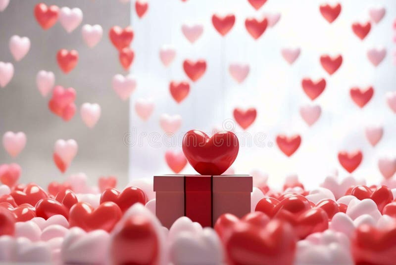 Heart Shaped Box with Roses Red Heart and Box Heart Shaped Box Stock ...