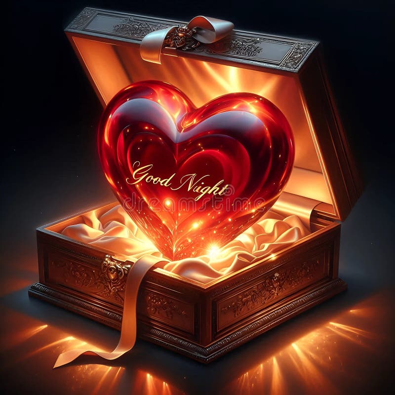 A Heart Shaped Box that Says Good Night on it Stock Illustration ...