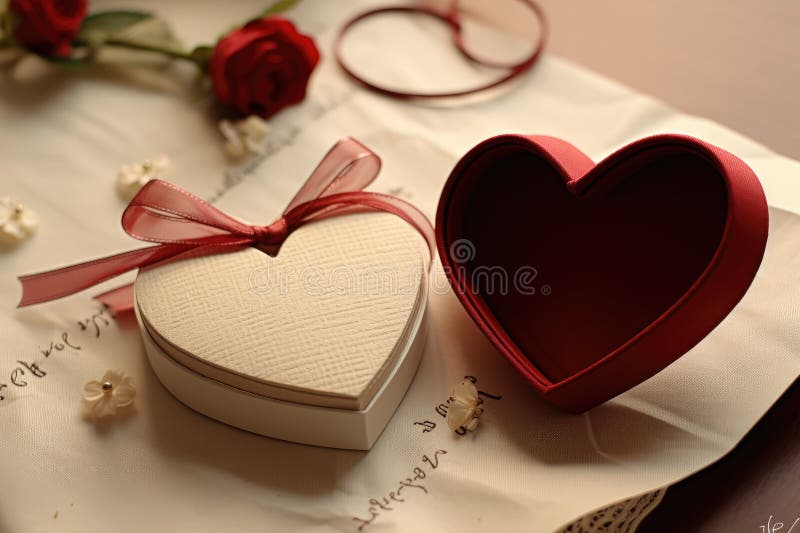 A Heart Shaped Box, Symbolizing Love, Placed on a Table As a Decorative ...