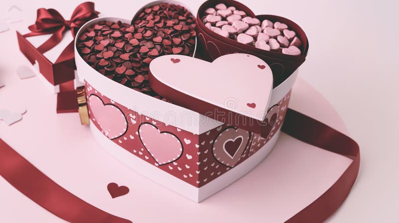 A Heart-shaped Box with Three Compartments Filled with Valentine S Day ...