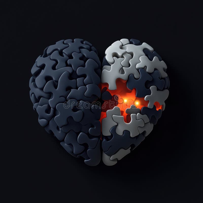 Heart-shaped Brain Design Represents Balance through Puzzles and ...