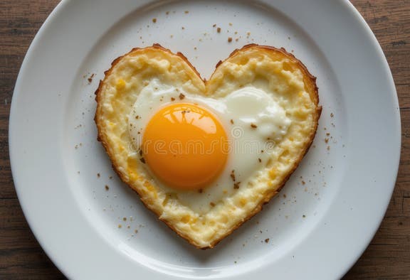 Heart-shaped Breakfast with Fried Egg and Cheese Stock Image - Image of ...