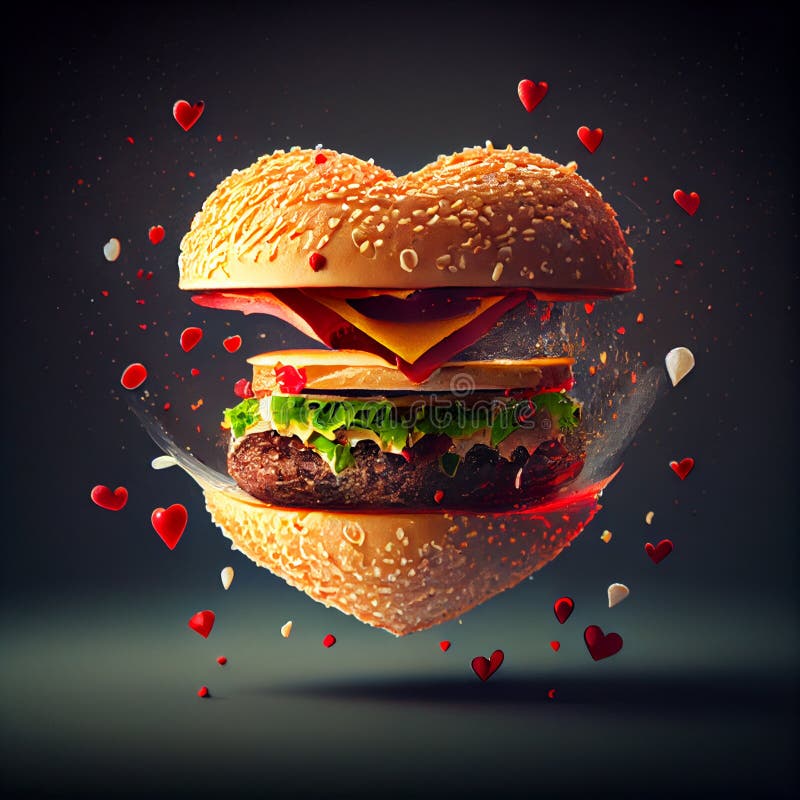 Heart shaped burger stock illustration. Illustration of ketchup - 269070481