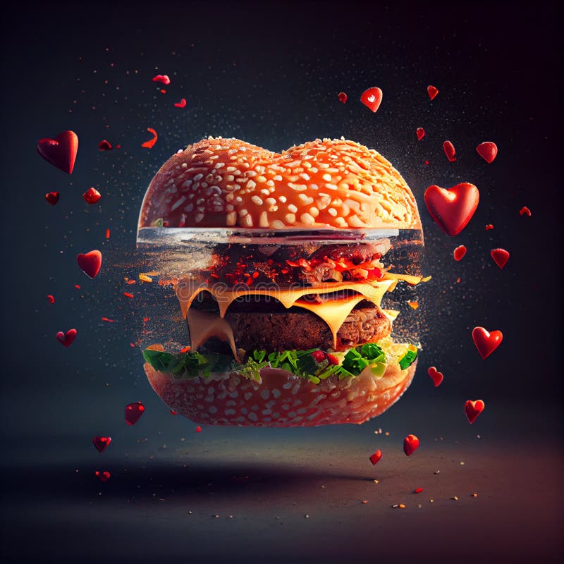 Heart shaped burger stock illustration. Illustration of cheese - 269070492
