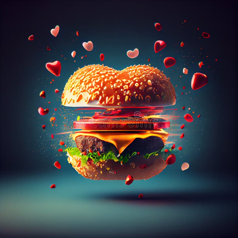Heart shaped burger stock illustration. Illustration of gourmet - 269070493
