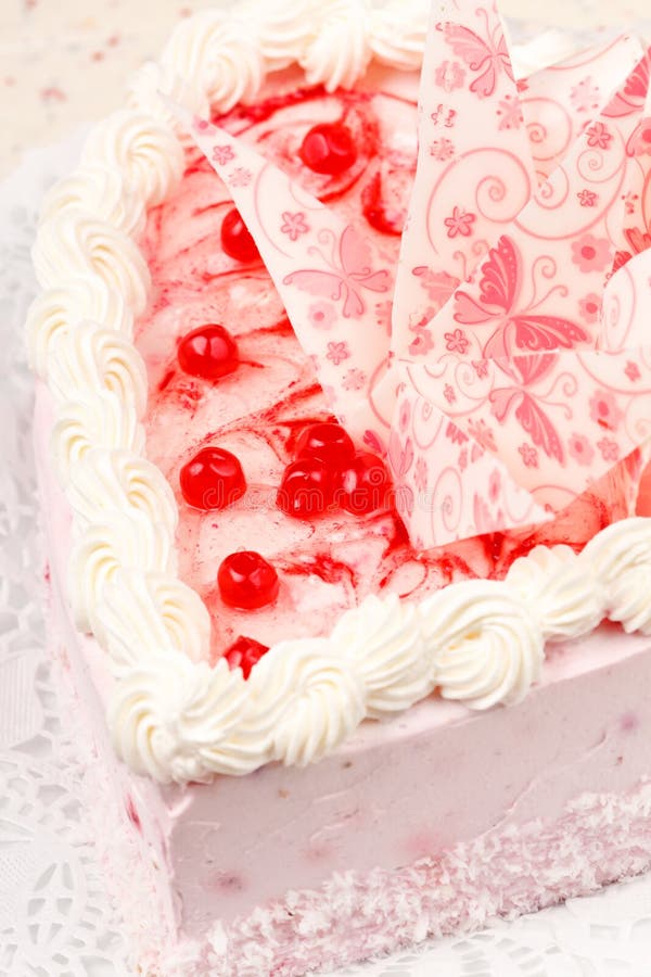 Heart-shaped cake stock image. Image of ribbon, delicious - 19012265