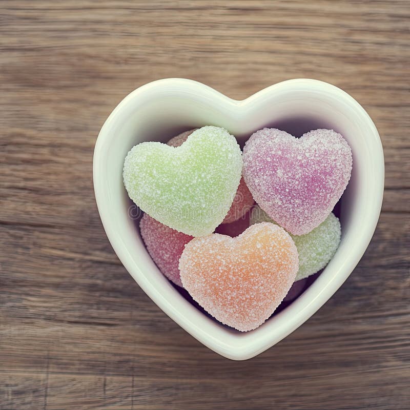 Heart Shaped Candies in a Heart Shaped Bowl Stock Photo - Image of ...