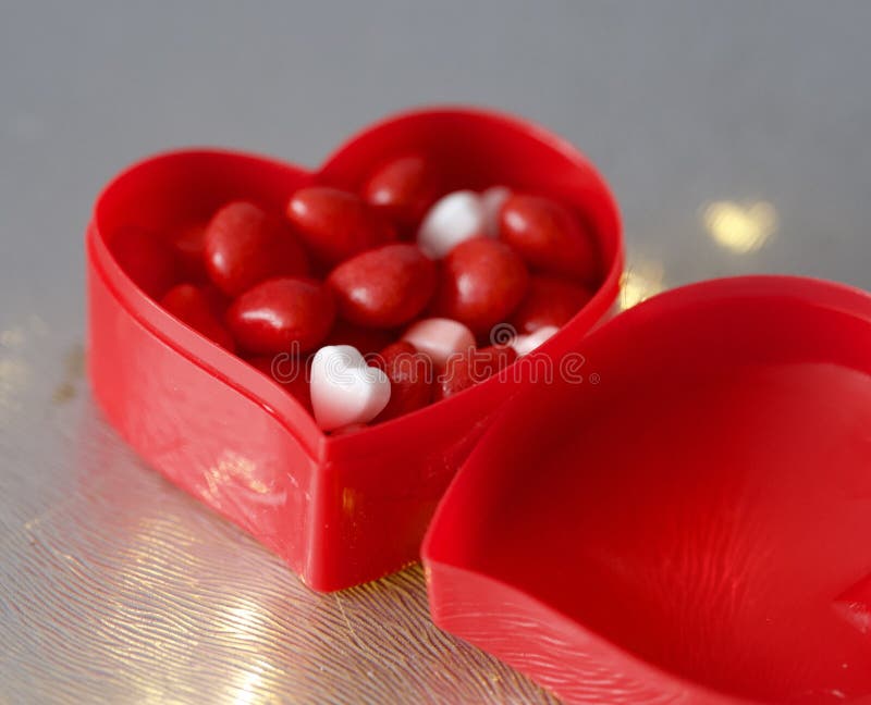 Heart Shaped Candy in a Box Ready for Gifting for Valentine`s Day Stock ...