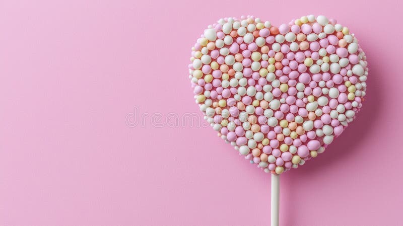 Heart Shaped Candy on Pastel Pink Background Stock Illustration ...